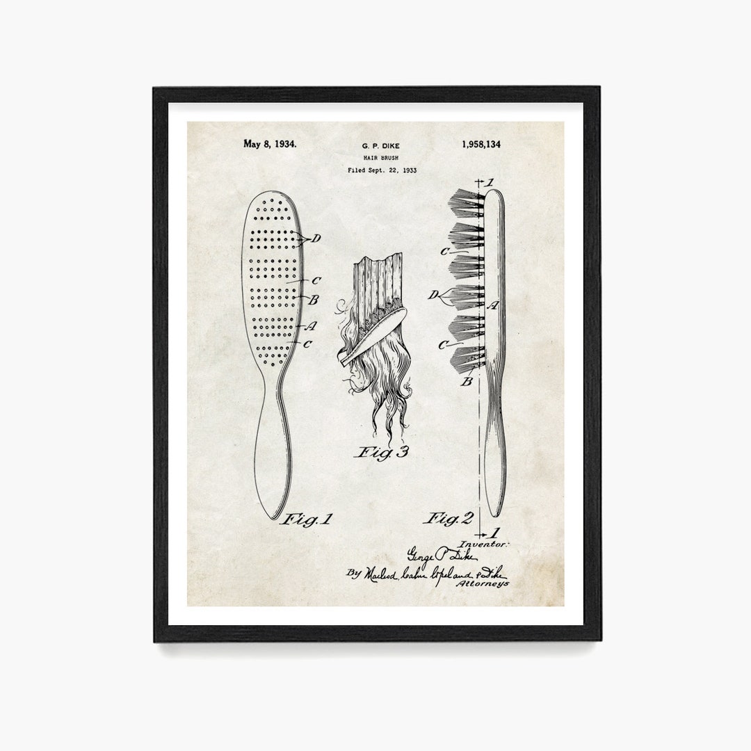 Hair Brush Patent Poster, Hair Stylist Gift, Hair Salon Decor, Hair and ...