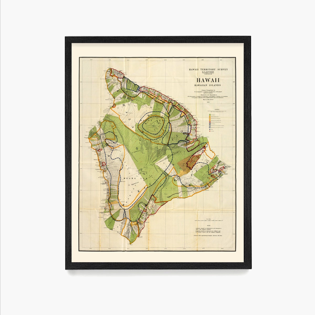 Hawaii Map Wall Art Hawaii Poster Big Island Map Hawaii - Etsy