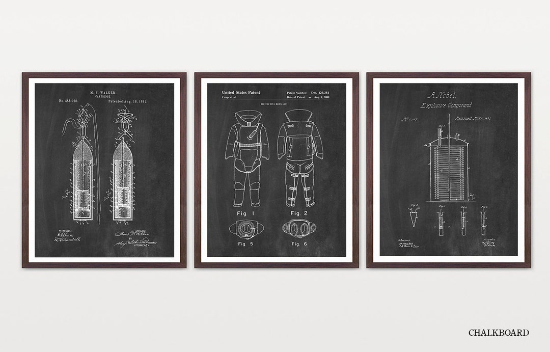 EOD Patent Poster Bundle, Military Wall Art, Dynamite Patent Print ...