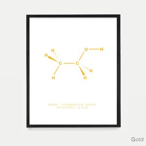 Beer Molecule Poster, Ethanol Molecule Print, Molecule Wall Art, Bar ...