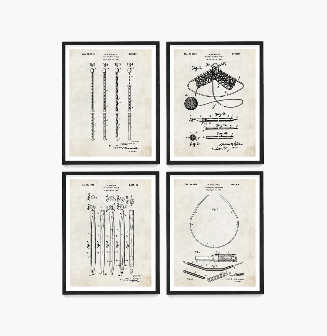 Knitting Patent Wall Art Knitting Poster Knitting Decor - Etsy