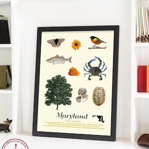 Maryland State Symbols Art Print: Typology Wall Decor - Etsy