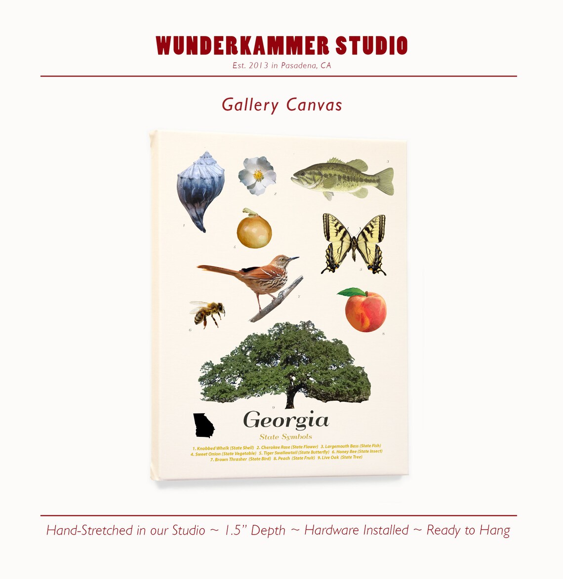 Georgia State Symbols Art Print: Typology Wall Decor - Etsy