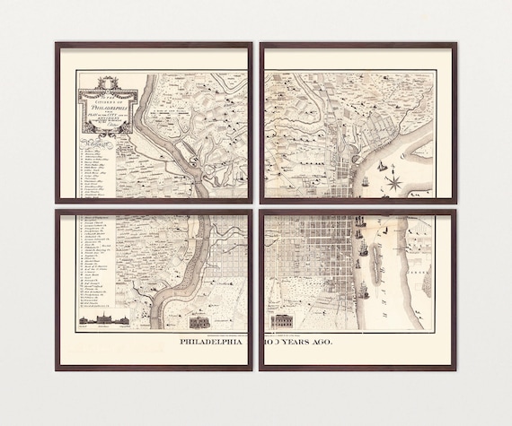 Philadelphia Map Antique Map Philadelphia Art Philadelphia | Etsy
