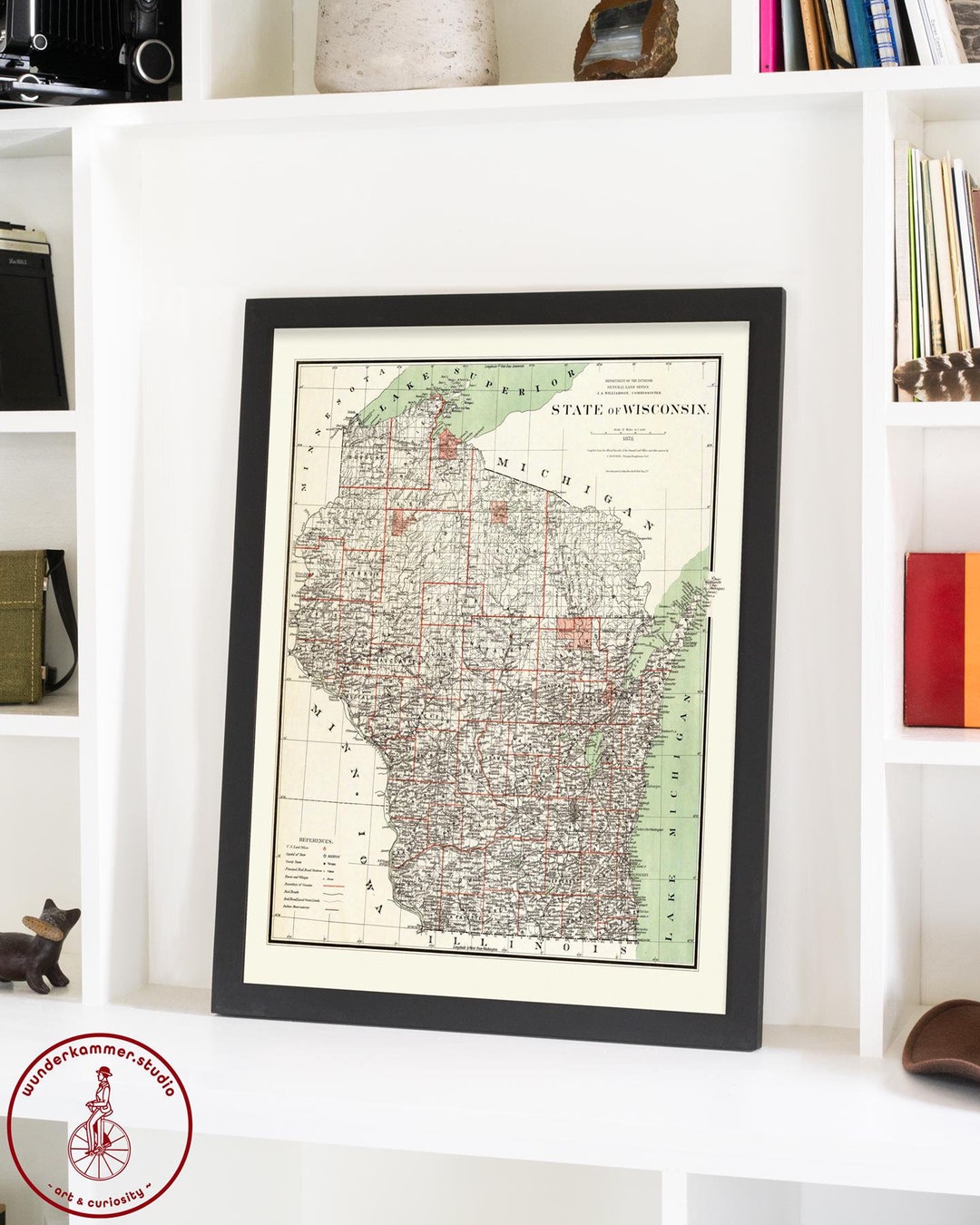 Wisconsin Map Art Print: Vintage Style State Map, Milwaukee Design - Etsy