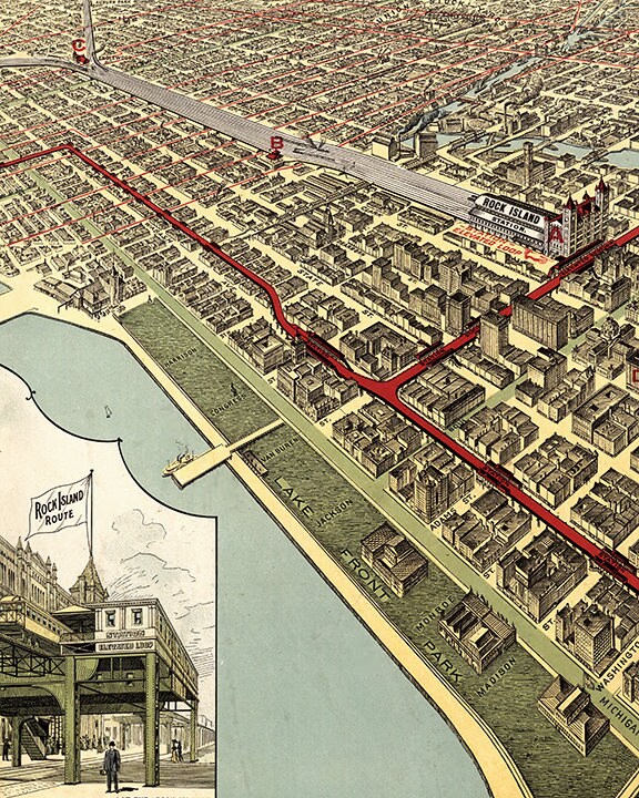 Chicago Elevated Train Map Chicago Poster Chicago Wall Art | Etsy