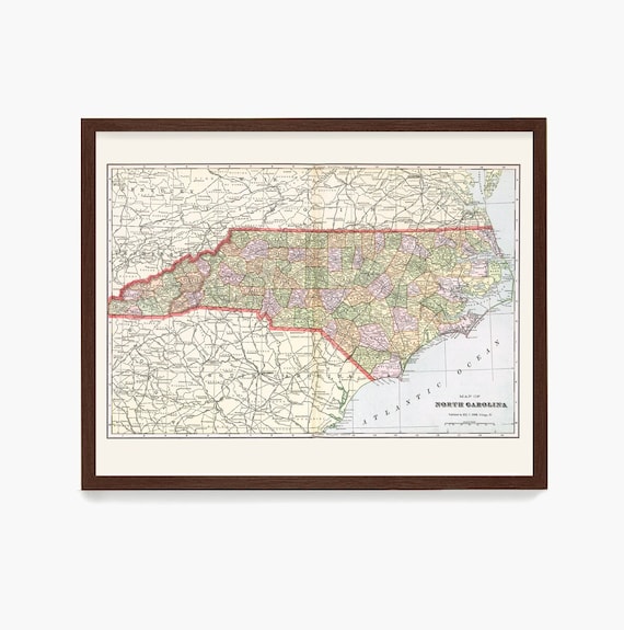 North Carolina Map Wall Art NC Map State Map North Carolina | Etsy