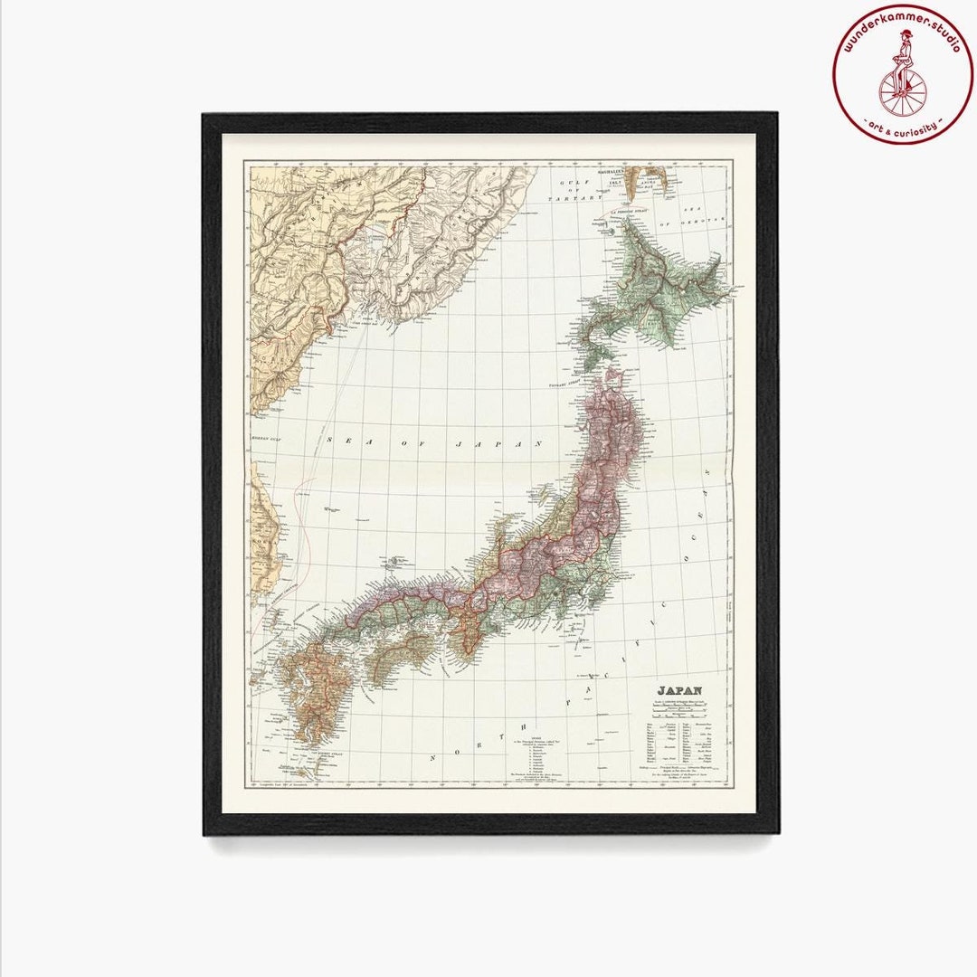 Japan Map Wall Art, Japanese Home Decor, Japanese Poster, Vintage Japan ...