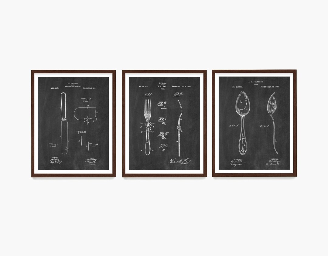 Silverware Patent Art, Cutlery Wall Art, Kitchen Remodel Decor, Dining ...