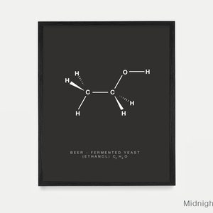 Beer Molecule Poster, Ethanol Molecule Print, Molecule Wall Art, Bar ...