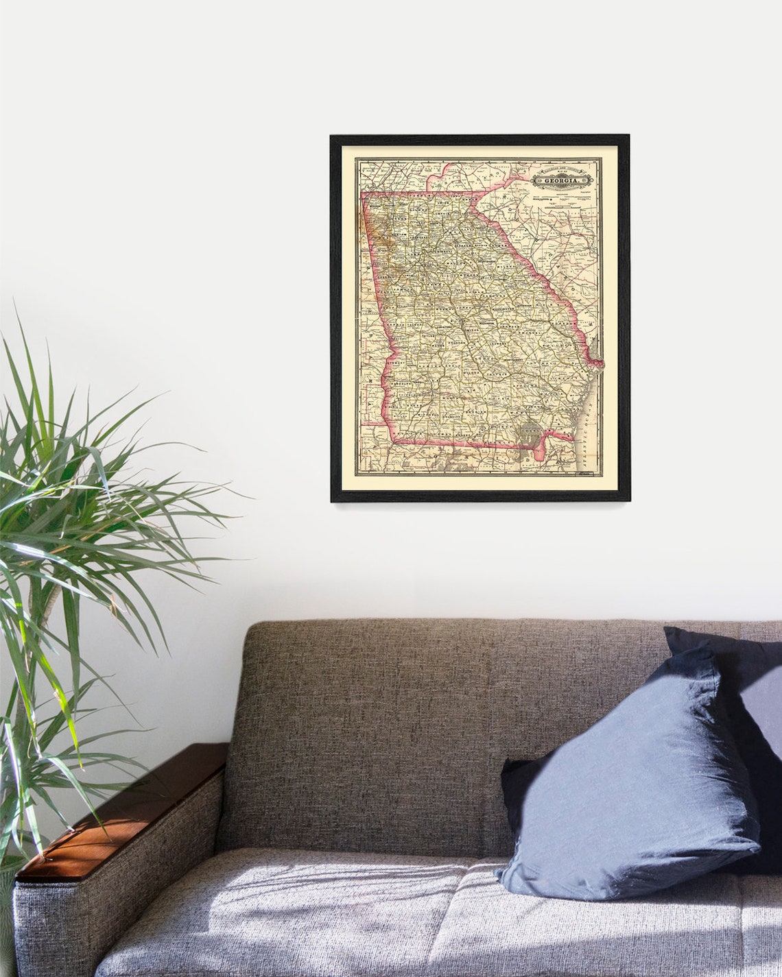 Georgia Map GA Map Art Map Decor State Map Georgia Art - Etsy