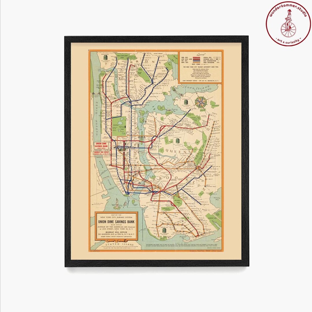 New York City Subway Map, Subway Map Wall Art, New York City Themed ...