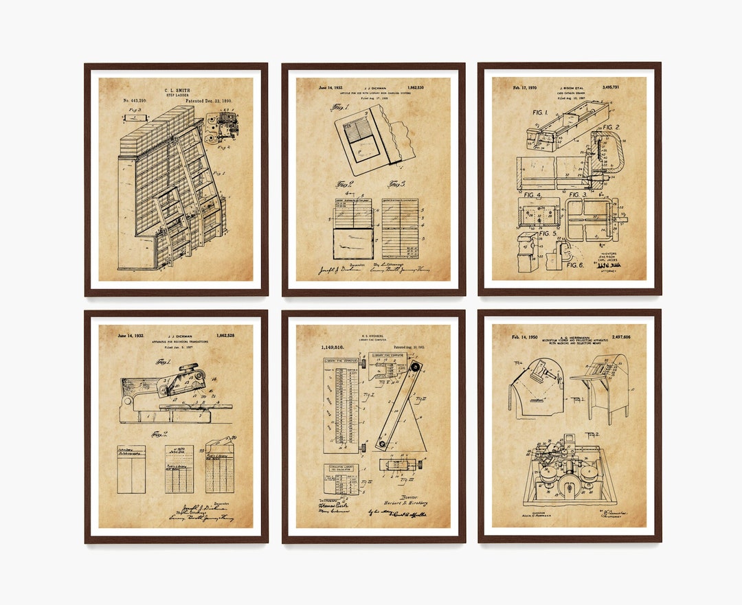 Inventions of the Library, Library Patent Poster, Library Wall Art ...