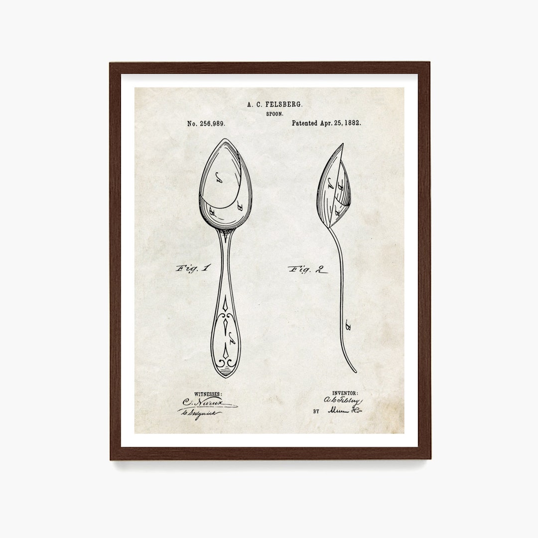 Spoon Patent Poster Silverware Patent Art Kitchen Wall Art - Etsy