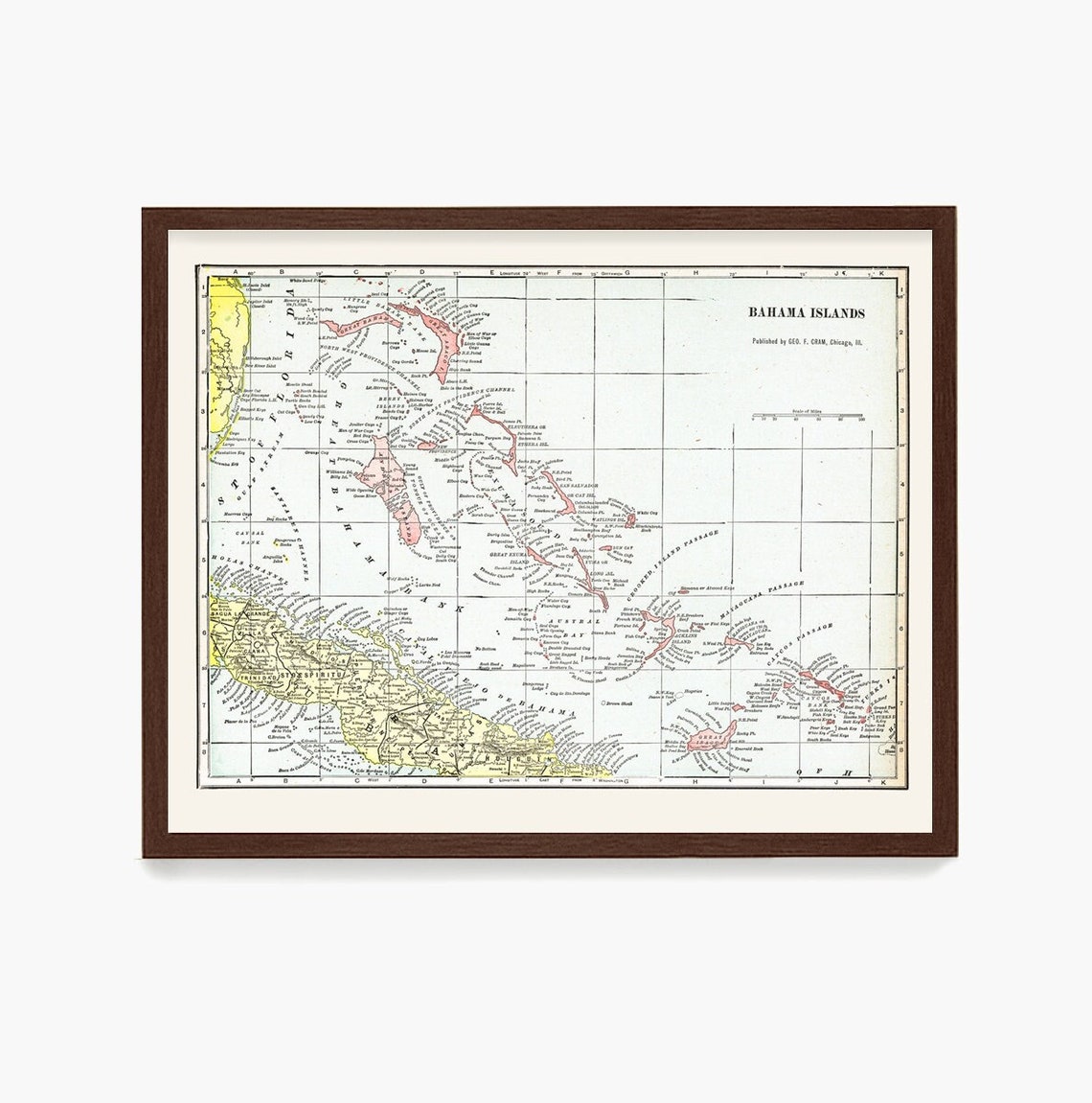 Bahama Islands Map Wall Art Map Decor Vintage Map Bahama - Etsy