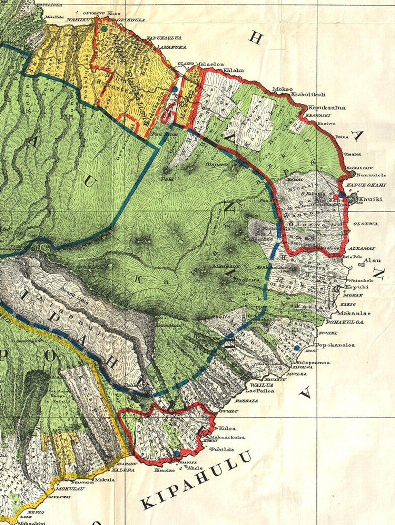 Maui Map Vintage Maui Map 1885 Hawaii Map Maui Art Hawaii | Etsy