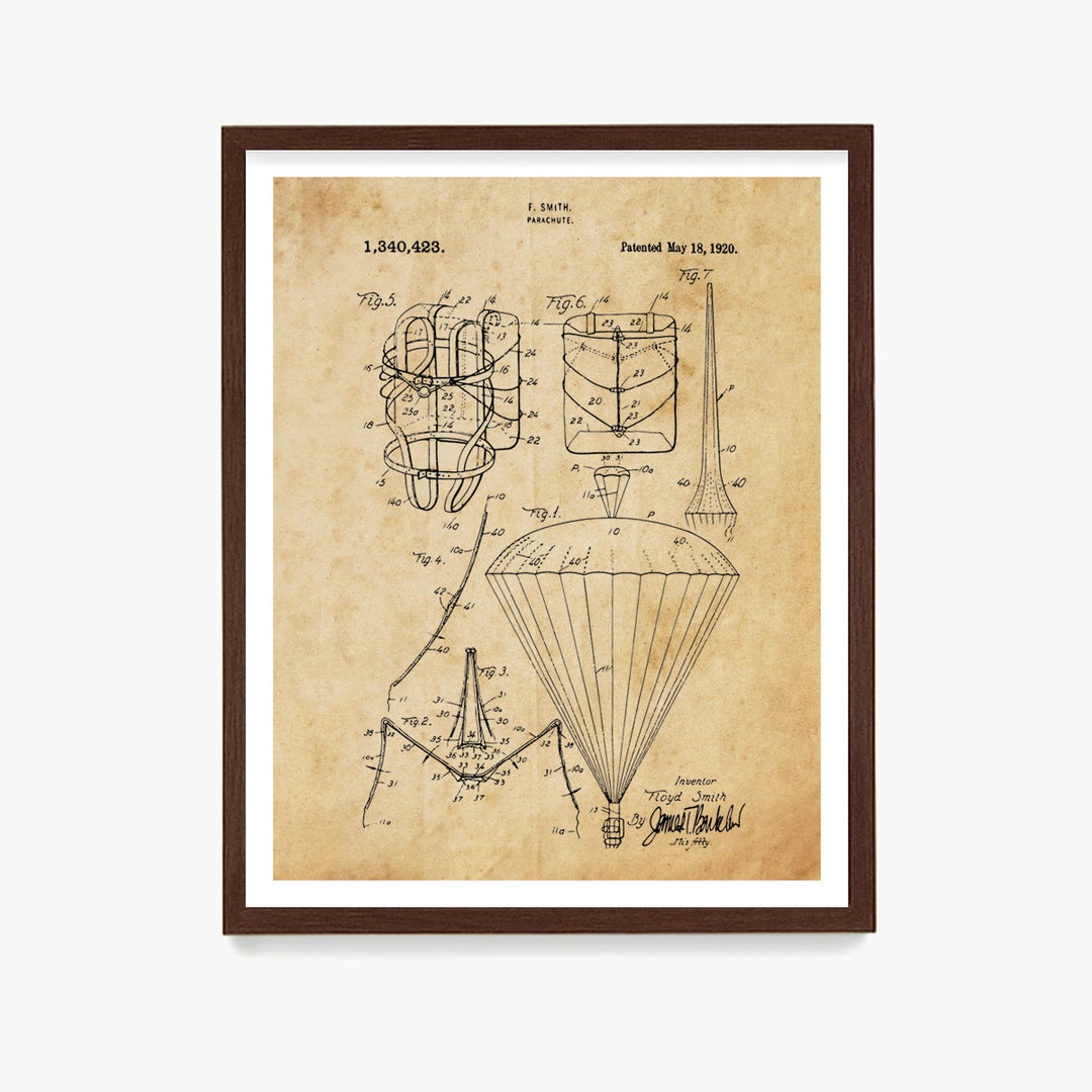 Parachute Patent Poster, Skydiving Wall Art, Skydiving Gift ...