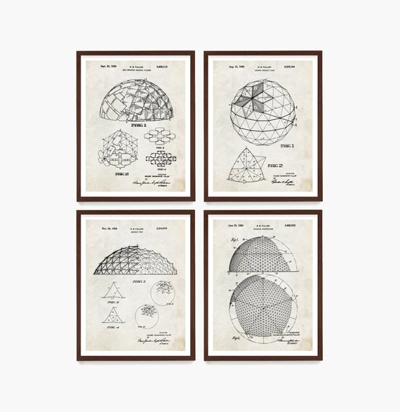 Architect Gift Geodesic Dome Patent Buckminster Fuller Drawing ...