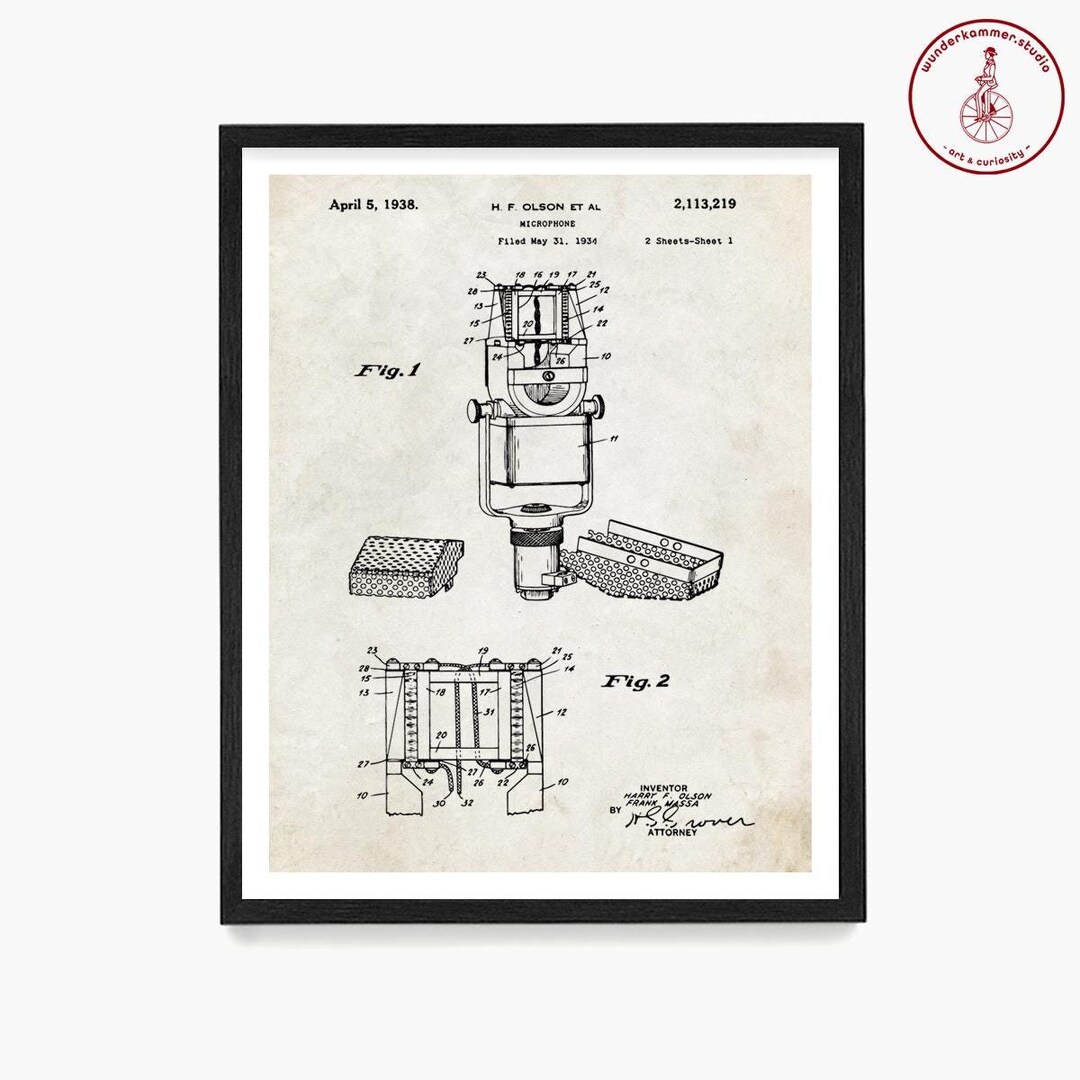 Microphone Patent Print, Recording Studio Decor, Singer Vocalist Gift ...