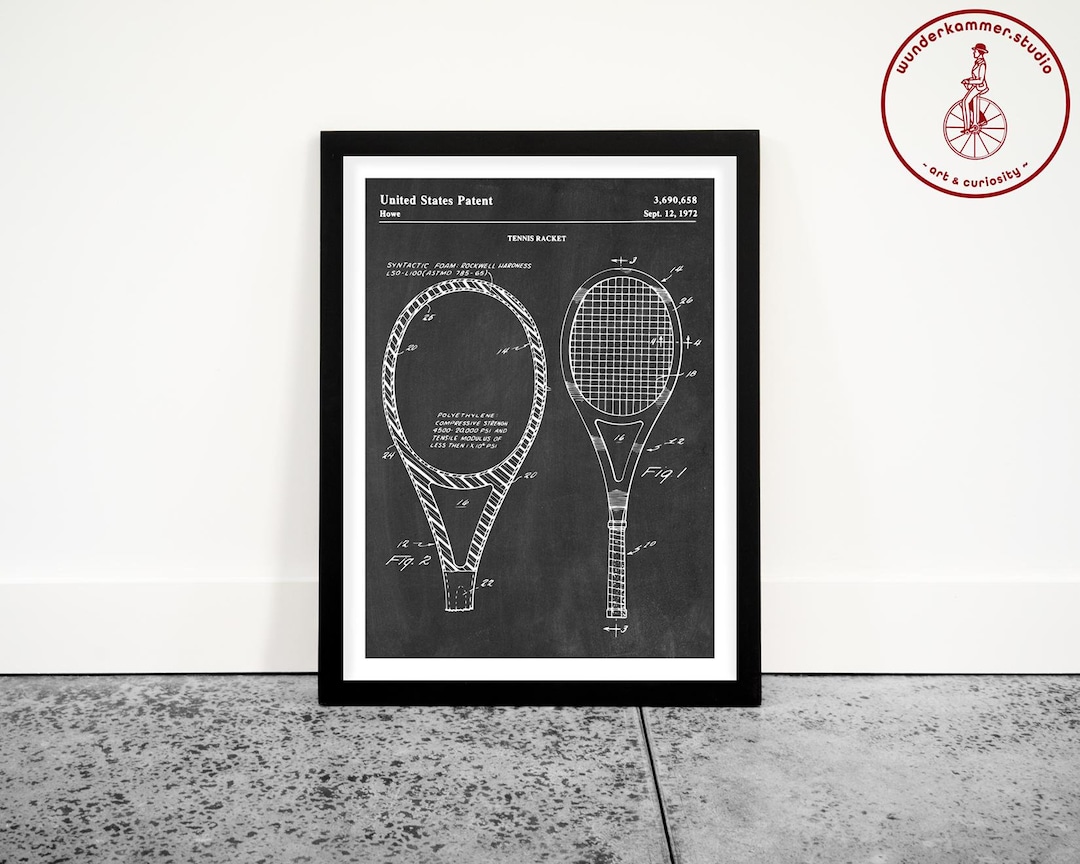 Vintage Tennis Racket Patent Art Print: Sports Wall Decor - Etsy