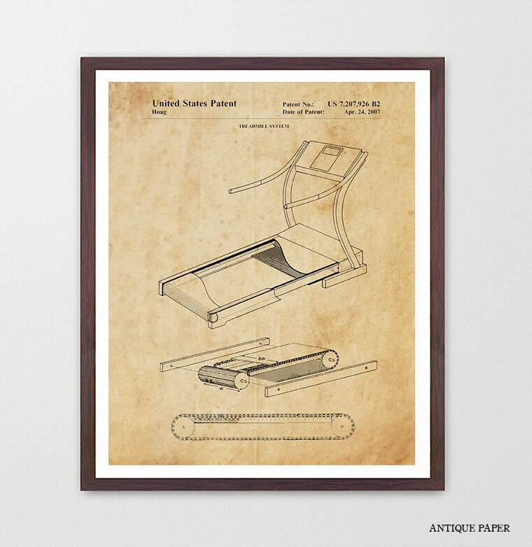 Treadmill Patent Poster Treadmill Wall Art Home Gym Decor - Etsy