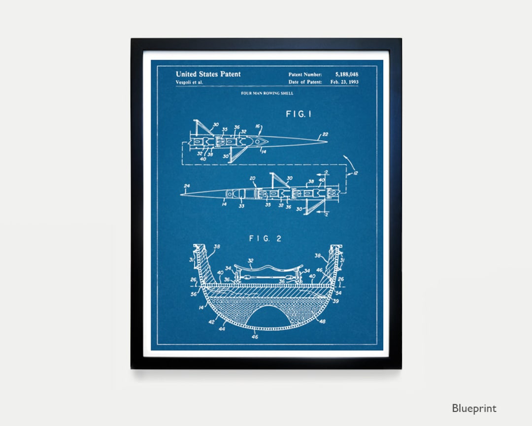 Rowing Patent Art, Crew Wall Art, 4 Man Row Boat, Sculling Patent, Crew ...