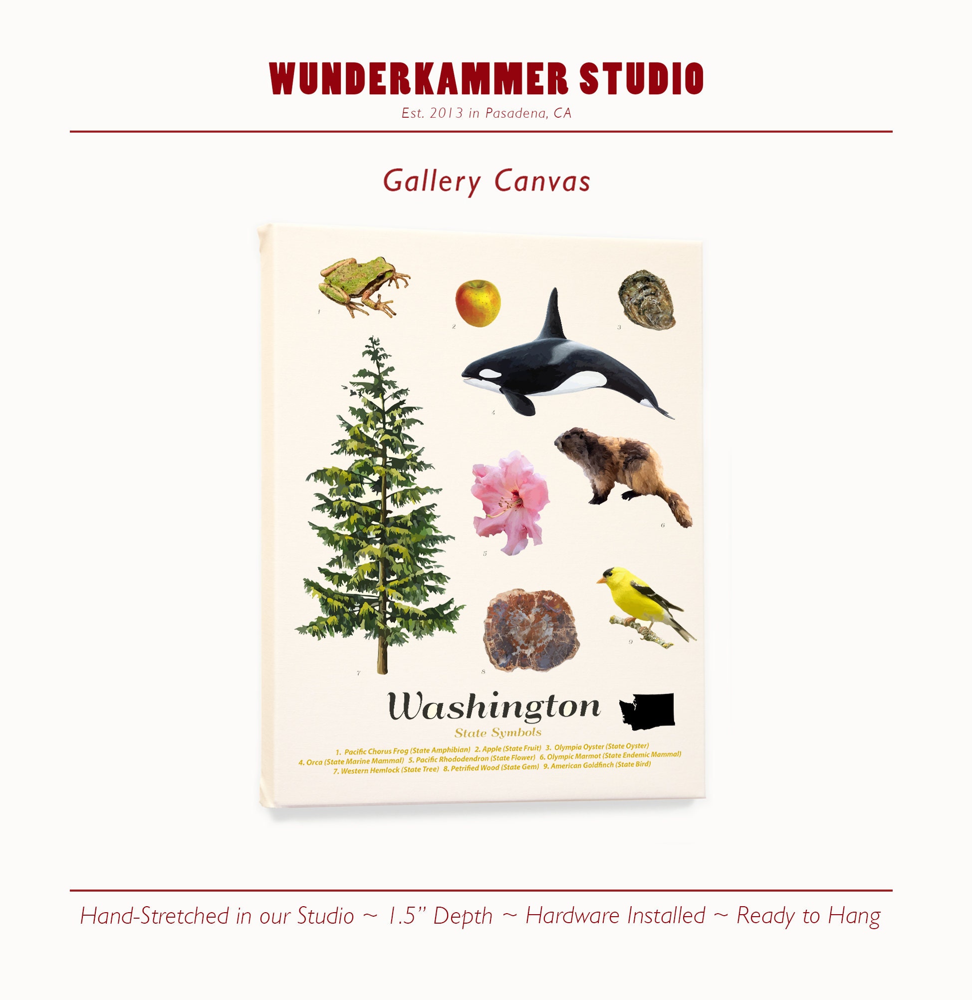 Washington State Symbols Poster Washington Wall Art | Etsy