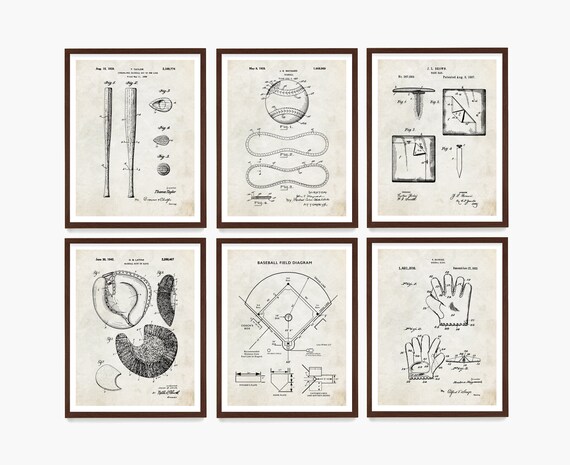 Baseball Patent Prints Baseball Wall Art Baseball Poster | Etsy