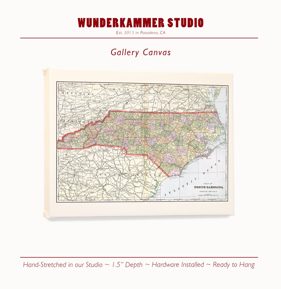 North Carolina Map Wall Art NC Map State Map North Carolina - Etsy