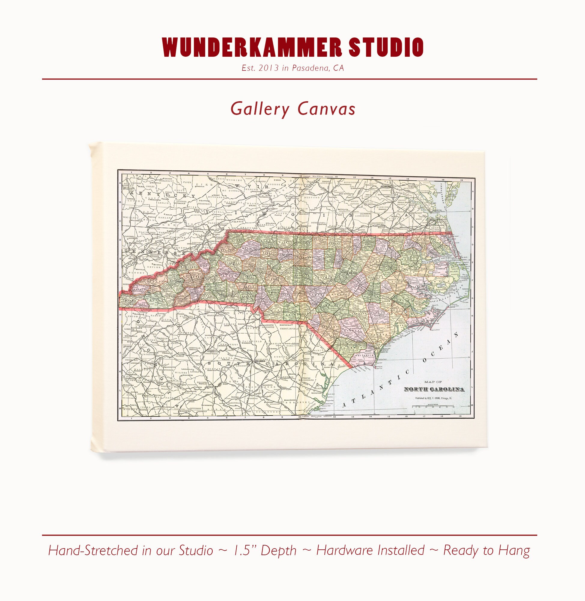 North Carolina Map Wall Art NC Map State Map North Carolina | Etsy