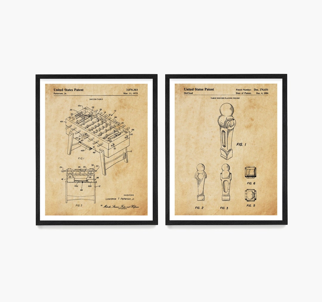 Foosball Patent Art Print Set: Basement Wall Decor - Etsy