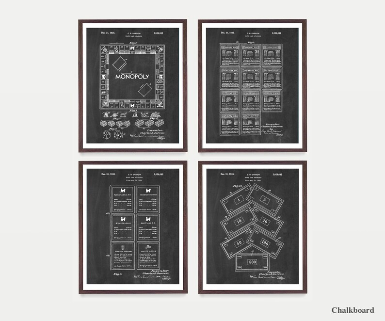 Monopoly Patent Poster Board Game Art Monopoly Blueprint - Etsy