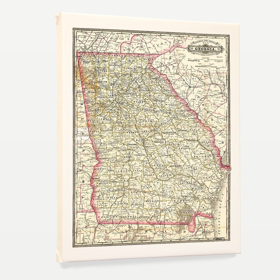 Georgia Map GA Map Art Map Decor State Map Georgia Art - Etsy