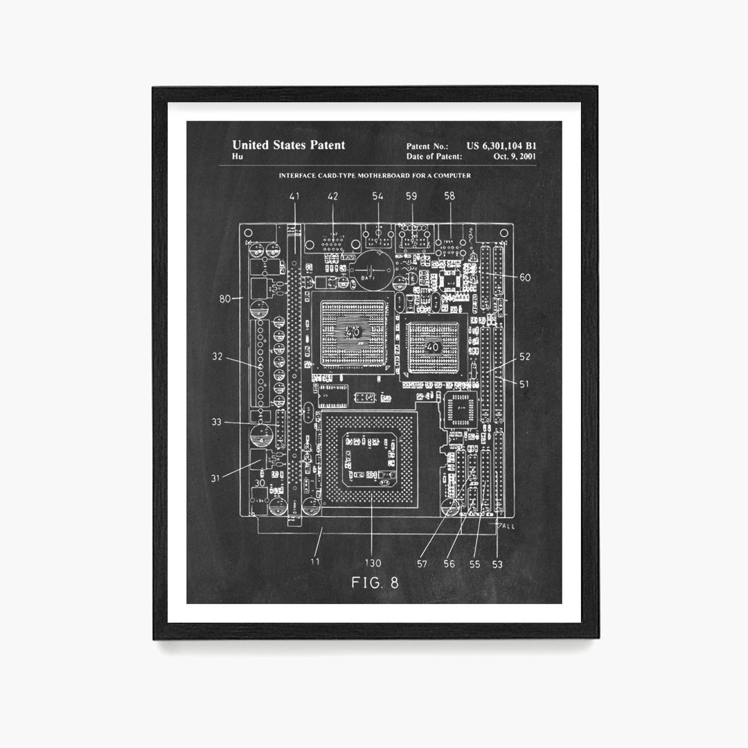 Motherboard Patent Poster, Computer Wall Art, Tech Decor, Computer Gift ...