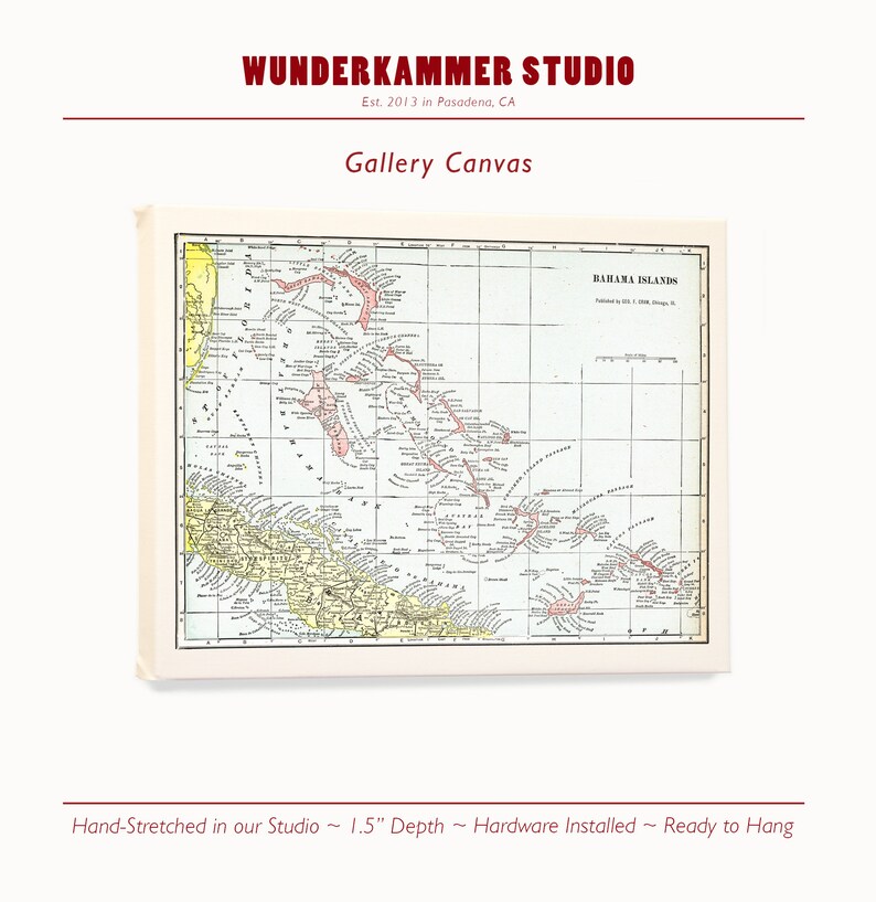 Bahama Islands Map Wall Art Map Decor Vintage Map Bahama - Etsy