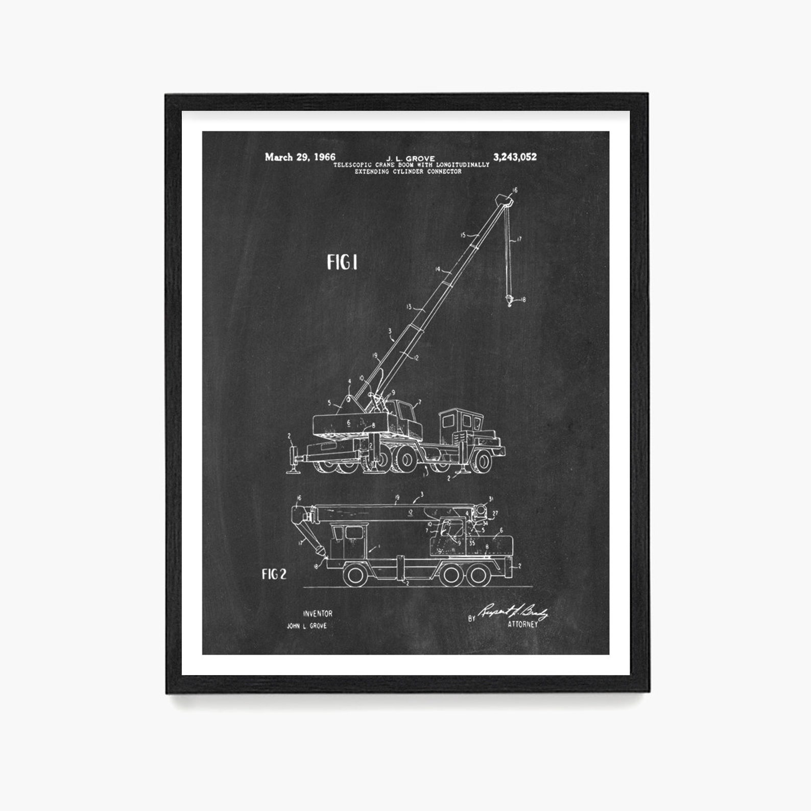 Crane Patent Art Print: Construction Blueprint Poster - Etsy