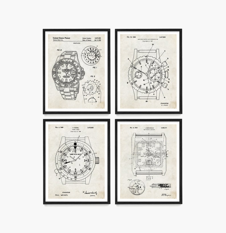 Watch Patent Posters Watch Art Watch Poster Time Piece | Etsy