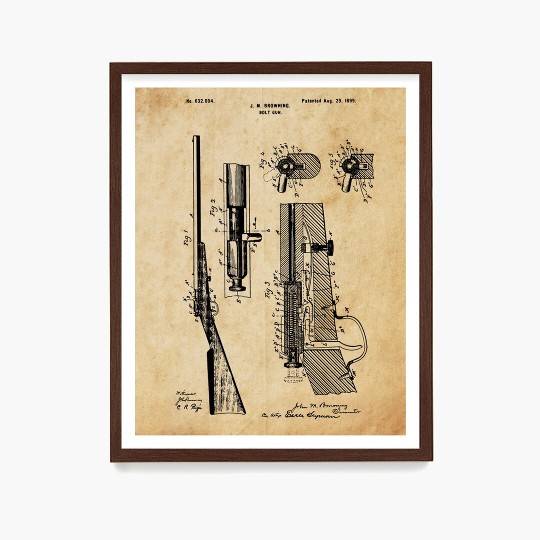 Rifle Patent Art, Gun Patent Print, Bolt Gun, Gun Poster, Gun Wall Art ...