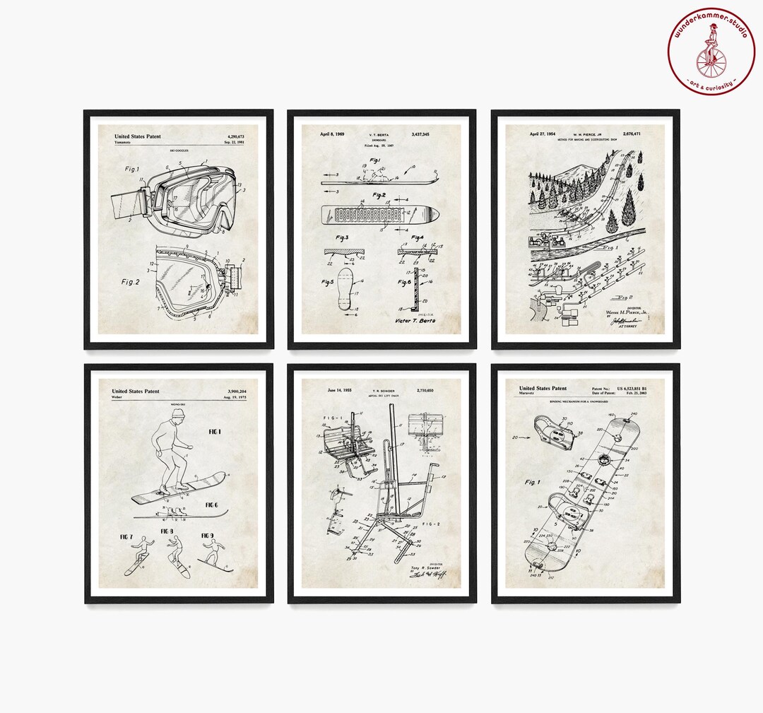 Snowboard Patent Wall Art, Ski Lodge Decoration, Winter Cabin Design ...