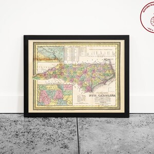 North Carolina Map, NC Map, Map Art, Map Decor, State Map, North ...