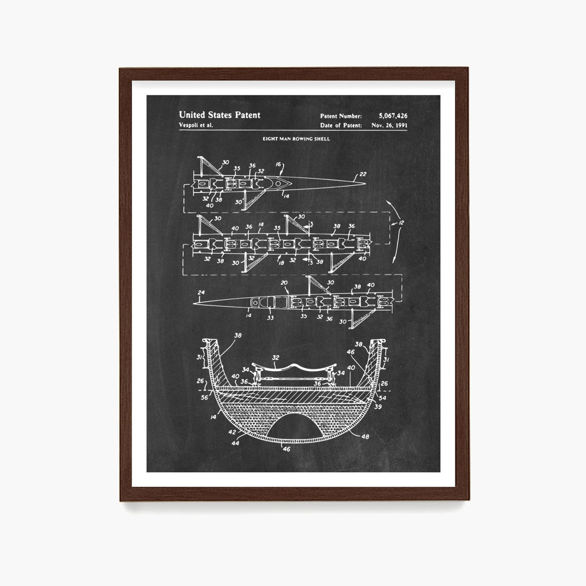 Rowing Patent Art Crew Wall Art 8 Man Row Boat Sculling | Etsy
