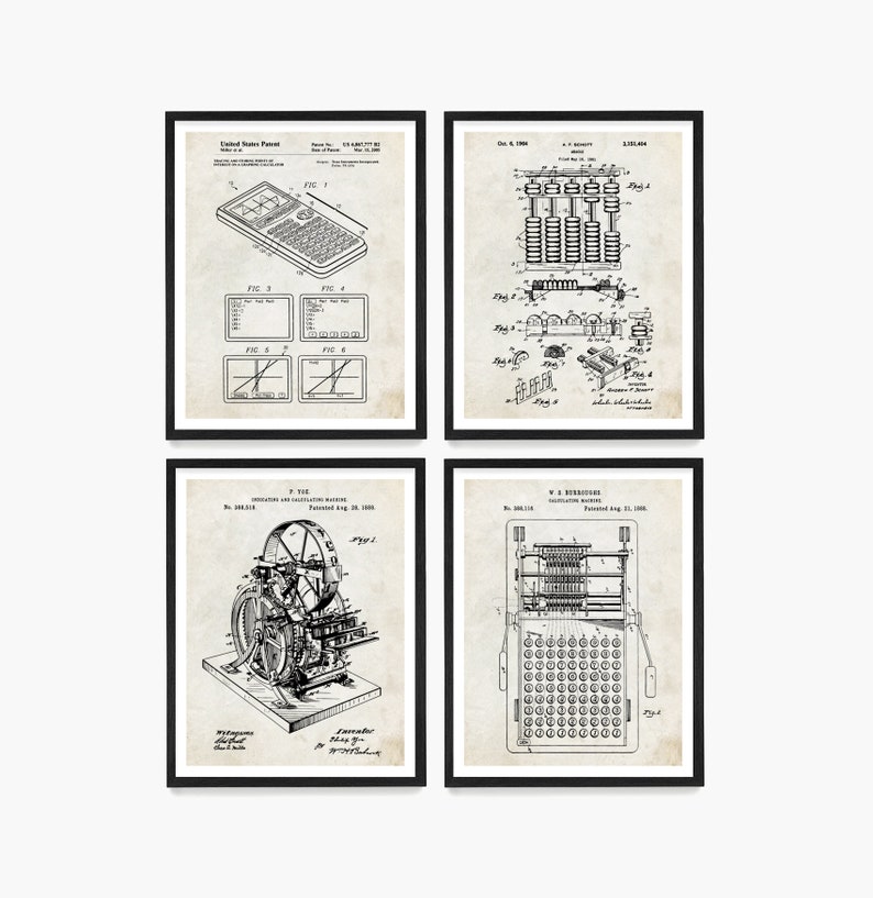 Evolution of the Calculator Patent Art Math Art Math | Etsy