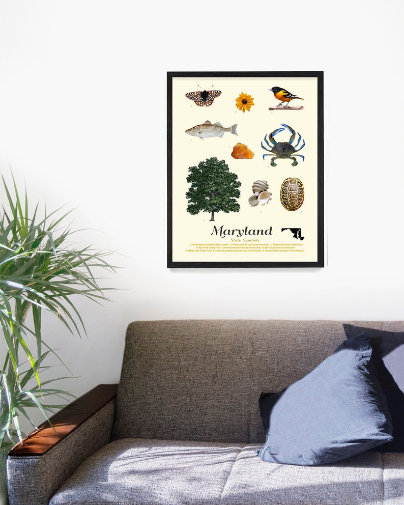 Maryland State Symbols Art Print: Typology Wall Decor - Etsy