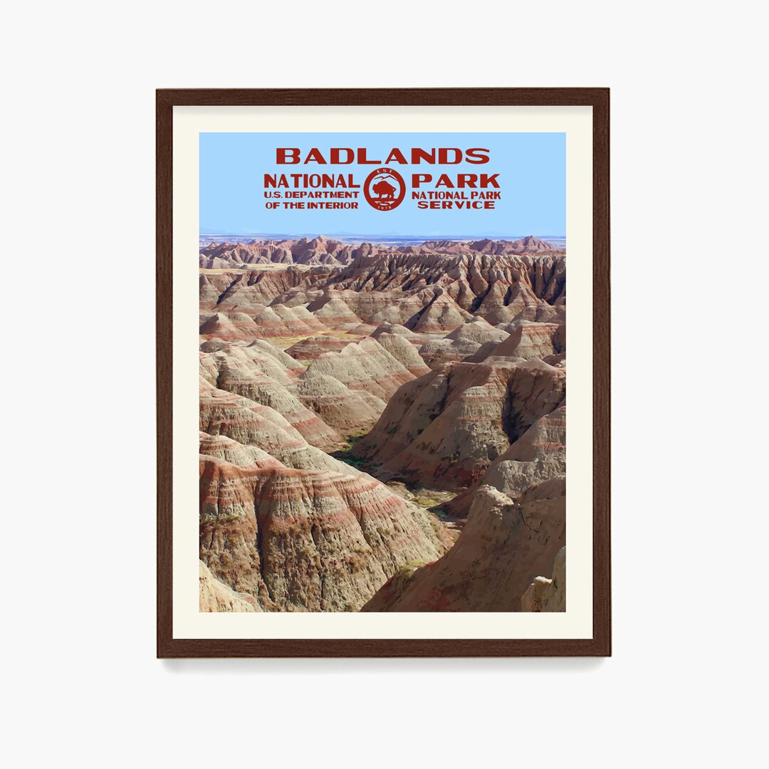 Badlands National Park Poster, Badlands Wall Art, WPA Inspired ...