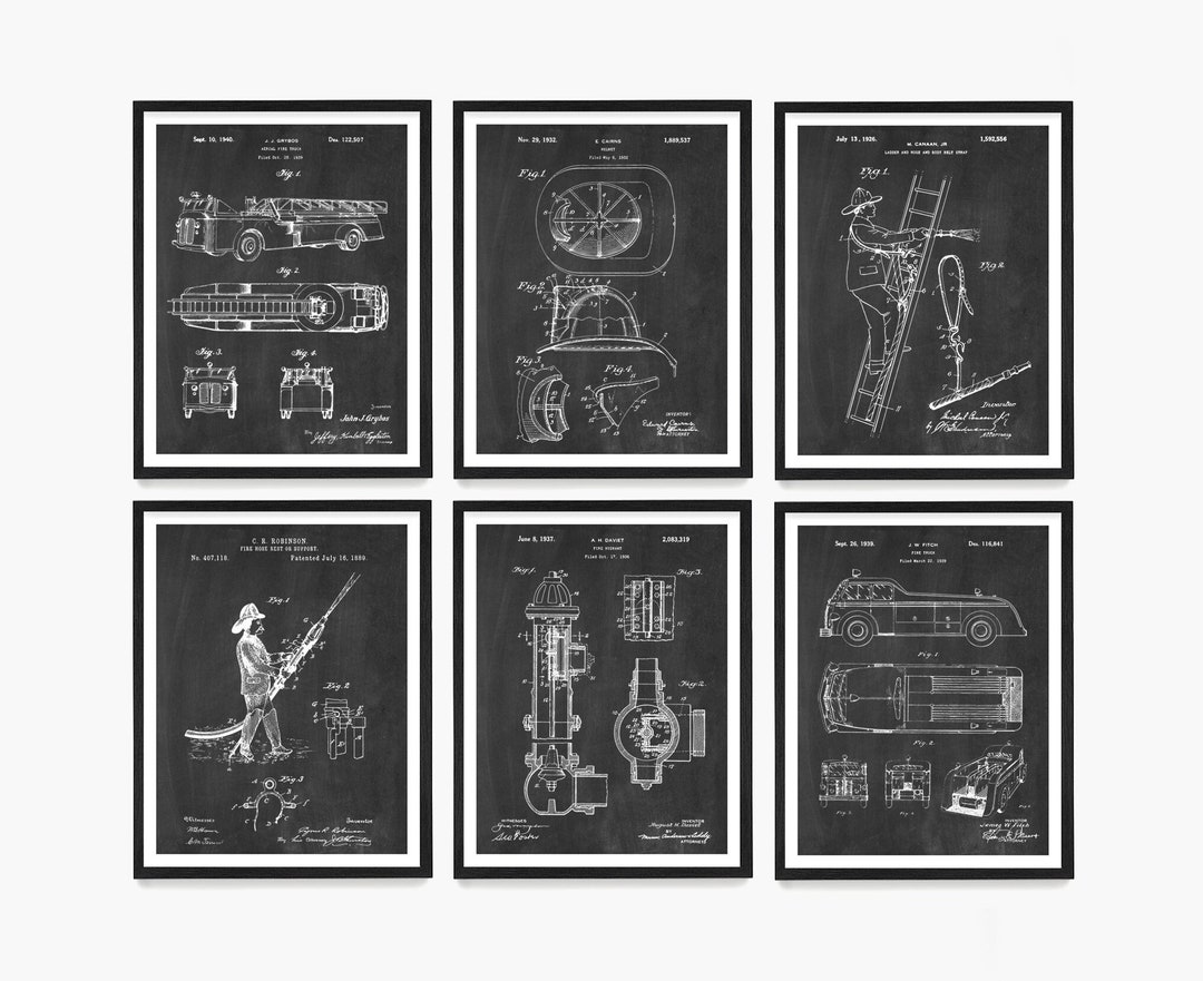Firefighter Patent Poster Wall Art, Fireman Art, Fire Truck Poster ...