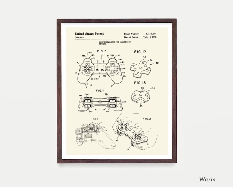 Video Game Controller Patent Poster Video Game Art Video - Etsy