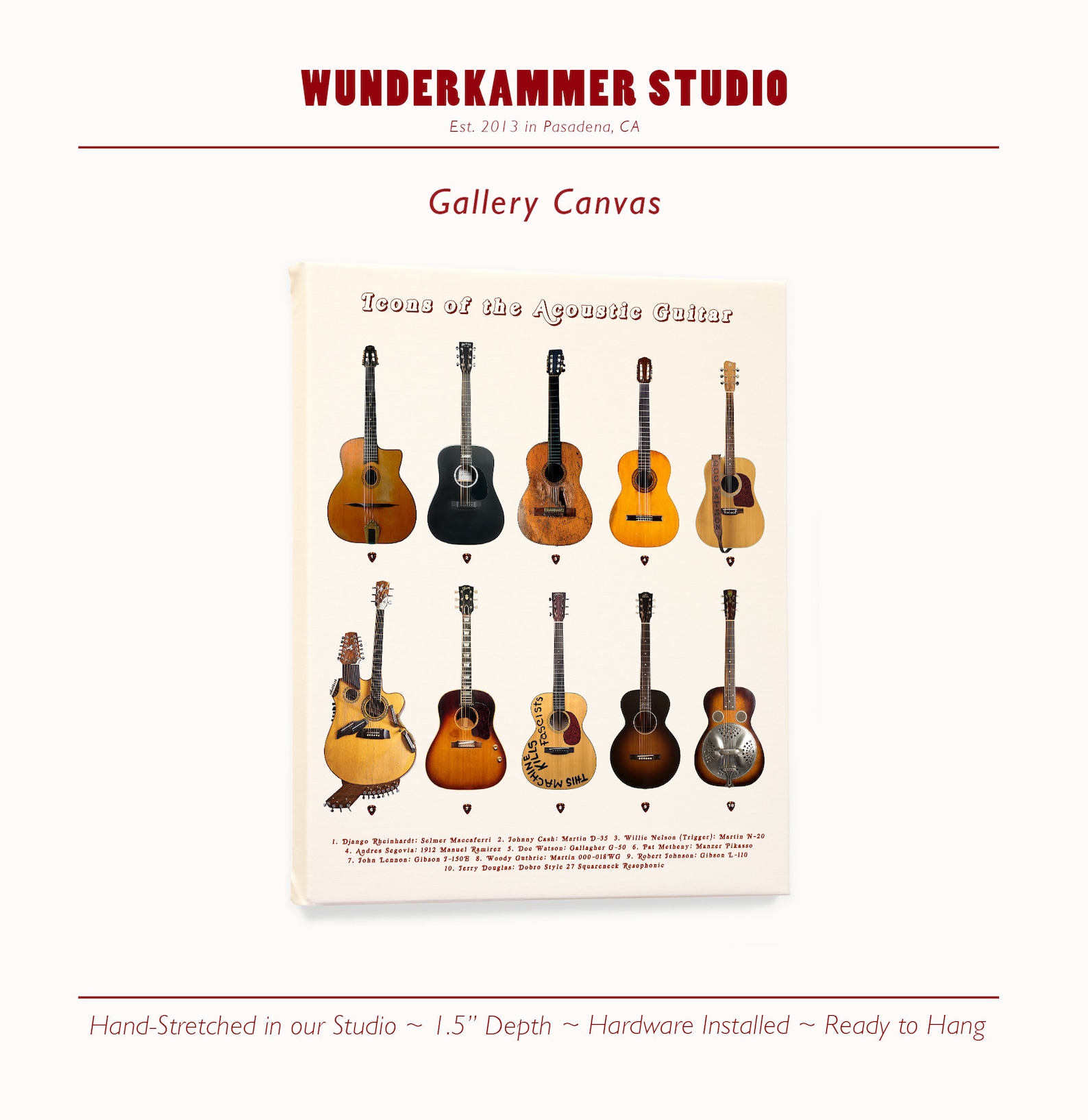 Guitar Poster, Icons of the Acoustic Guitar, History of Rock N Roll ...