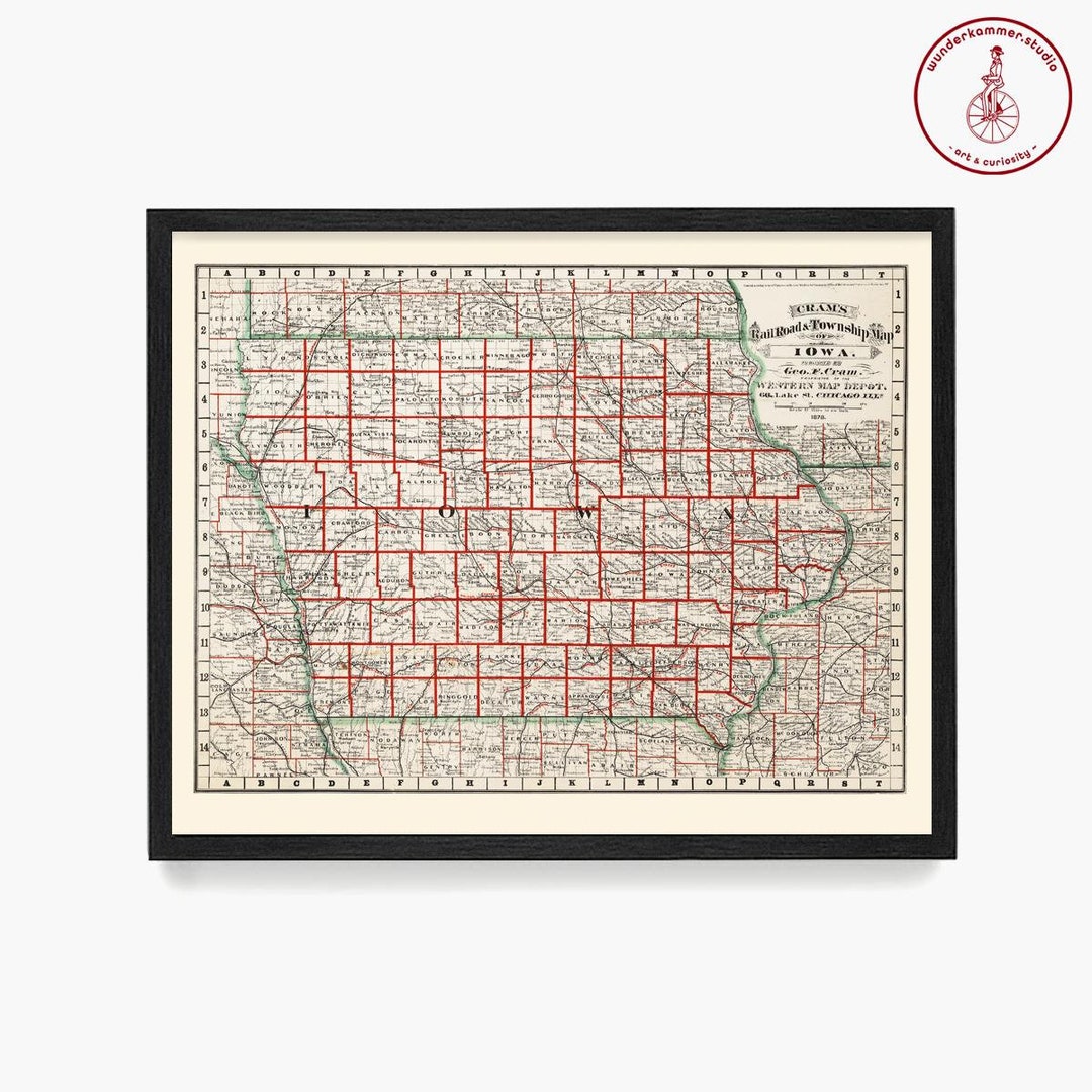 Iowa State Map Wall Art, Iowa Poster, Iowa Home Decor, Iowa City, Iowa ...