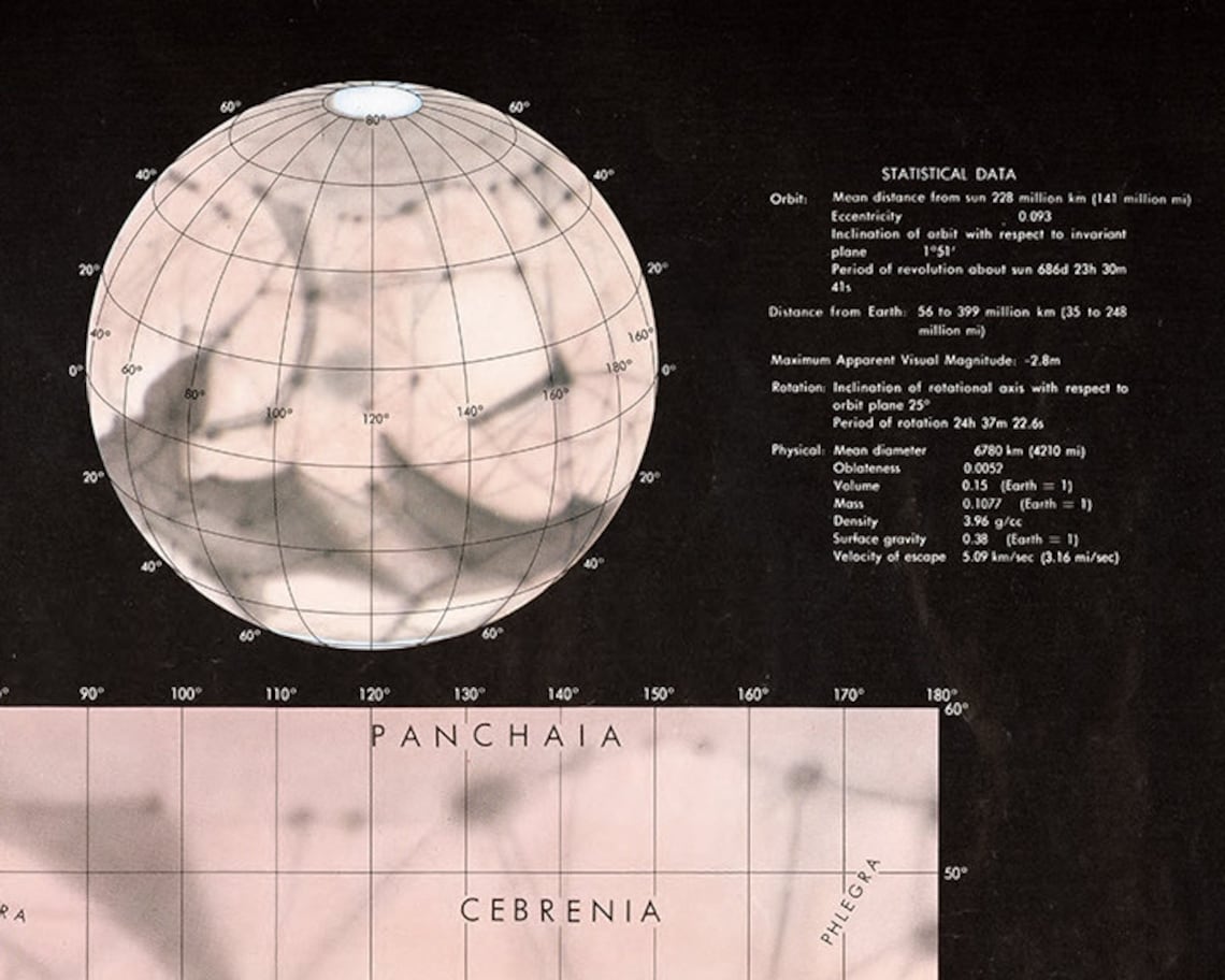 Mars Map Space Art Planets Poster Mars Art Mars Rover | Etsy
