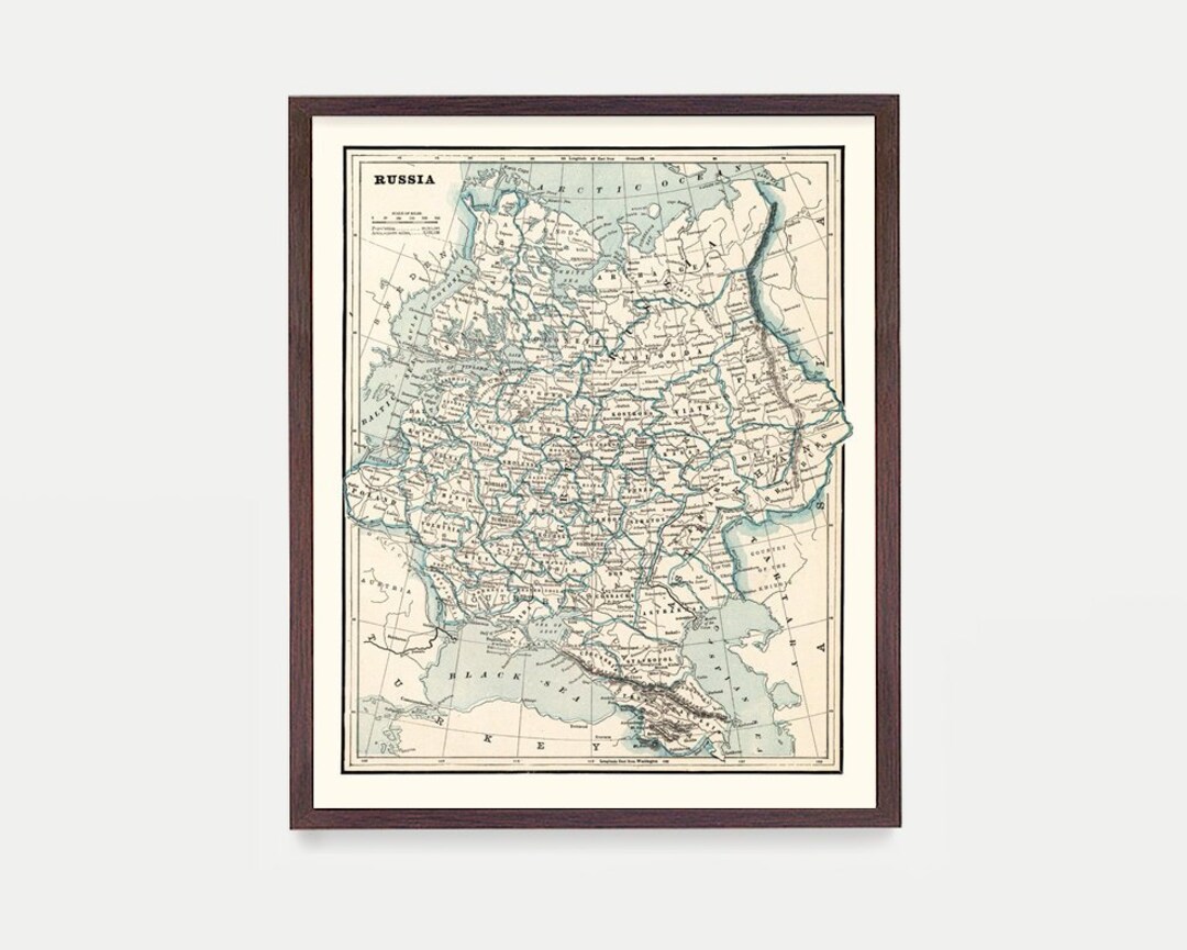 Russia Map Wall Art, Russia Poster,vintage Map Art, Russian Decor ...